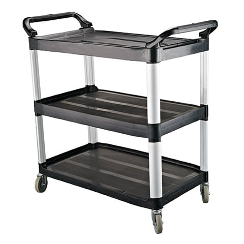 PLC 3 TIER TROLLEY WITH 2-WHEEL BRAKE L81.5xW43xH95cm, BLACK | Sia Huat ...