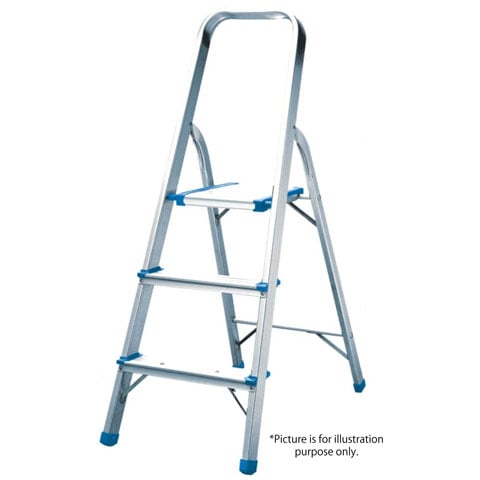 (22-01170) ALUM LADDER 3 STEPS, 65-115cm, w/SAFETY HANDRAIL | Sia Huat ...